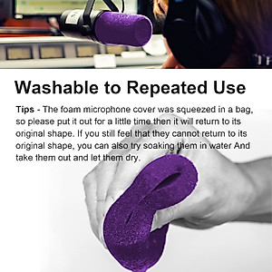 Fielect 5Pcs Microphone Cover Sponge Foam Mic Cover Handheld Microphone Windscreen Shield Protection Micro Foam Filter Purple for KTV Broadcasting