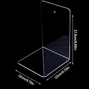 8 Pcs Clear Book Stoppers, Acrylic Book Ends for Book Shelves, Non-Slip Bookracks, Book Holder for School Supplies Library Office, Desktop Organizer for Bedroom Decoration Gift, 17.5×12×12 cm