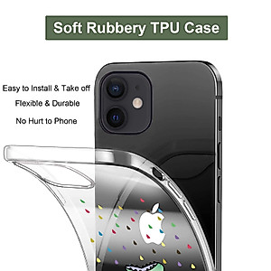 Unov Case Compatible with iPhone 12 Mini Case Clear with Design Slim Protective Soft TPU Bumper Embossed Pattern 5.4 Inch (Rainbow Dinosaur)