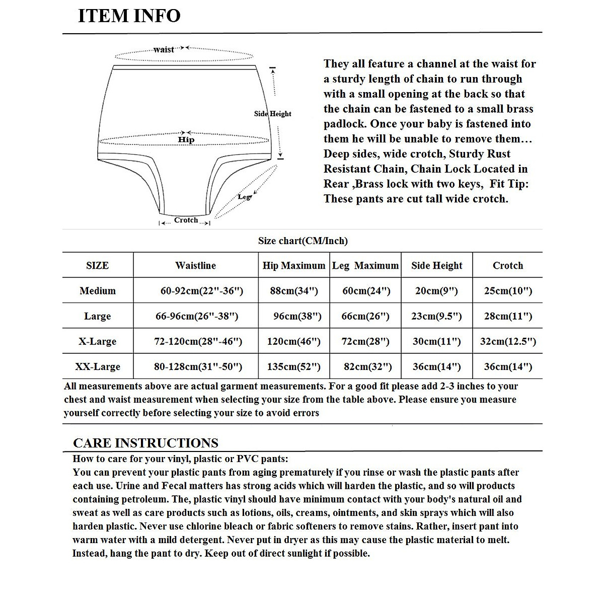 Haian Pull-On Locking Plastic (PVC&EVA) Pants (Glass Clear, Medium)