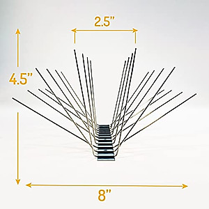 Bird Barrier Dura-Spike Stainless Steel Bird Spikes | Metal Pin Strips for Ledge, Roof, Pipe - Adhesive Included - Xtra Wide (8 in) 25 Ft. Length