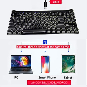 MK11 RGB Mechanical Keyboard Wireless/Wired Multi-Device Gaming Keyboard-Blue Switch-RGB LED Backlit-87 Keys for PC/Mac/iPad/iPhone/Smartphone/Laptop (Black)