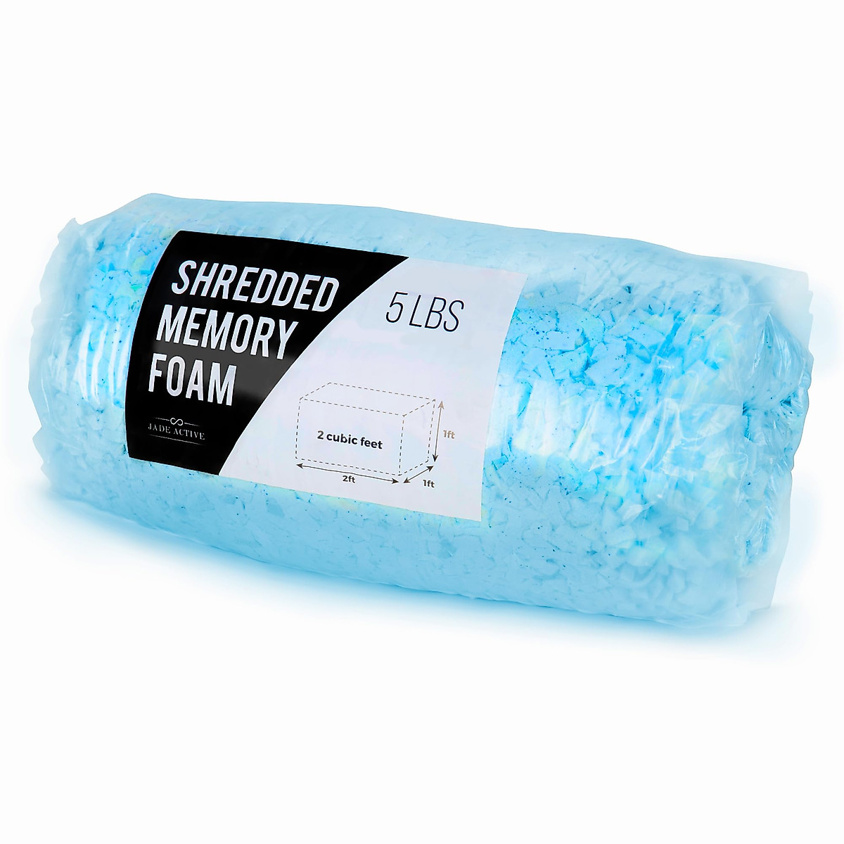 Jade Active Bean Bag Filler Foam - 5 Pound Premium Shredded Memory Foam - Easy Pillow Stuffing Foam for Dog Bed or Couch Cushion - Very Soft and Great for Stuffing