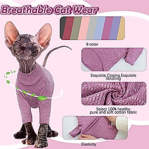 DENTRUN Sphynx Hairless Cats Shirt Pullover Kitten T-Shirts, Breathable Cat Wear Turtleneck Sweater Adorable Cat's Clothes Vest Pajamas Jumpsuit
