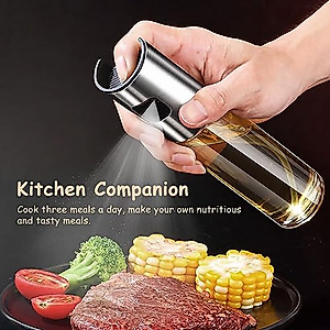 Shiadarix Oil Sprayer for Cooking, Olive Oil Sprayer Mister for Air Fryer, 100ml Glass Olive Oil Spray Bottle with Stainless Steel Cap, Oil Spritzer Dispenser for Kitchen Baking Frying (2 Piece Set)
