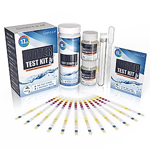 17 in 1 Water Testing Kits for Drinking Water - Water Test Kit - Tap Well Home Water Quality Test - 100 Strips + 2 Bacteria Tests - Easy Testing for pH Lead Hardness Iron Copper E.coli and More!