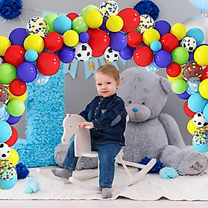 Amandir 152Pcs Toy Inspired Story Balloons Arch Garland Kit, Cow Pattern Cloud Yellow Red Blue Green Confetti Latex Balloons for Kids Toy Inspired Story Theme Birthday Party Supplies Decorations