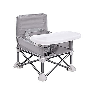 PandaEar Portable Baby Seat Travel| Compact Fold with Straps for Indoor/Outdoor Use| Great for Camping, Beach, Lawn |Toddlers, Kids, Boys, Girls (Seat with Placemat Grey)