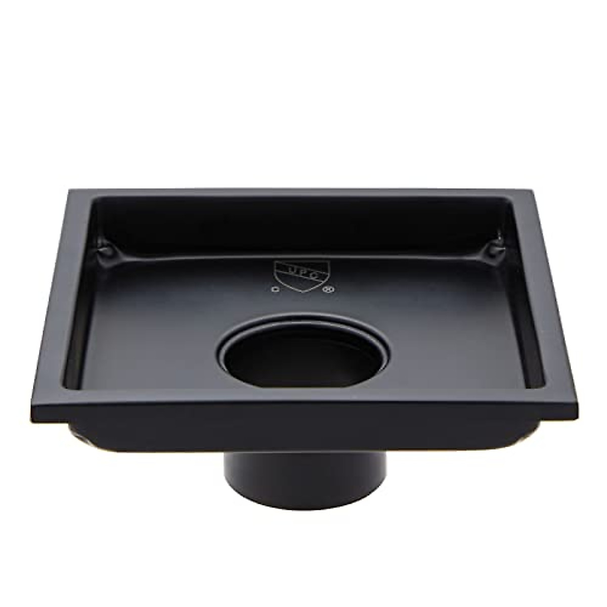 5.8-Inch Stainless Steel Square Shower Drain Cover for Bathrooms, Showers, and Sinks, Replacement Floor Drain with 2 Inch (50mm) Bottom Outlet for Renovations and New Construction (Matte Black)