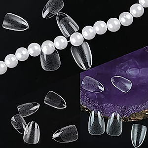 UNA GELLA Short Oval Almond Fake Nails 504pcs Press on Nails Pre-shape Short Almond Round Gel Nail Tips for Full Cover Acrylic False Nails For Nail Extension Home DIY Salon 12 Sizes False Gelly Tips