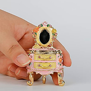 SEVENBEES Small Fairy Dresser Jewelry Boxes Pink Girls Dresser Figurines Collectibles Trinket Box Hinged for Women