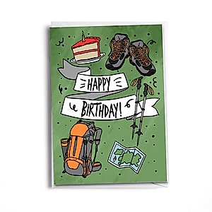 Sole Inspired Happy Birthday Hiker | Adventurer Birthday Card | Hiking and Camping Outdoors Card