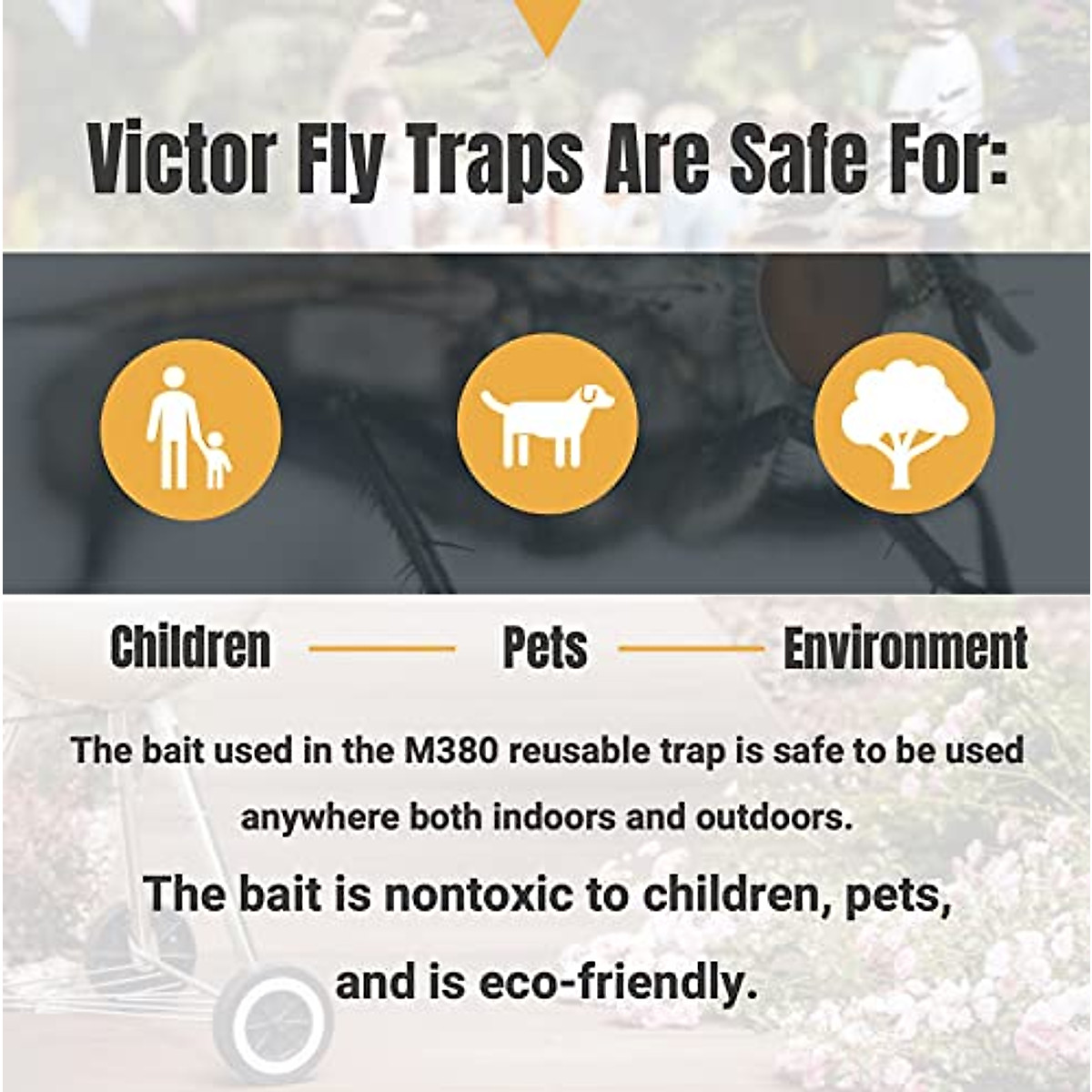 Victor M380 [Set of 2] Reusable Outdoor Fly Traps - Our Fly Trap Combination Pack is Bundled with a Home and Country USA Fly Swatter and an Extra Refill Bait Pack of Three