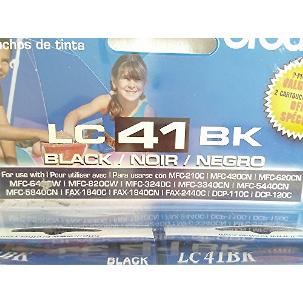 Brother Black -Ink -Cartridge - 2 Pack (LC41BK2PKS) - Retail Packaging