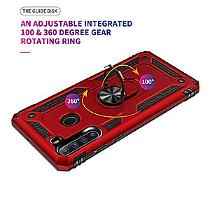 YZOK for Galaxy A21 Case, Samsung A21 Case, with HD Screen Protector, [Military Grade] Ring Car Mount Kickstand Hybrid Hard PC Soft TPU Shockproof Protective Case for Samsung Galaxy A21 (Red)