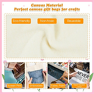 Amylove 12 Pcs Mini Tote Bag Blank Canvas Tote Bags Reusable Mini Canvas Bag Bulk DIY Blank Canvas Tote Sacks Goody for Kids (Natural Color,10 x 10 Inch)