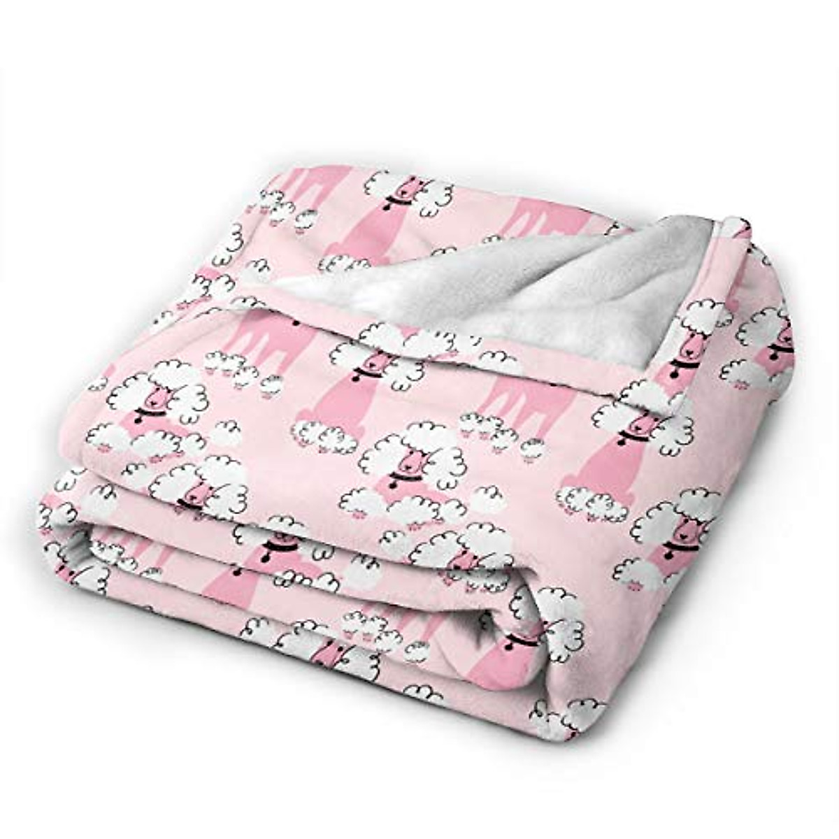 Yulimin Pink Poodle Dog Cute Art Full Fleece Throw Cloak Wearable Blanket Nursery Bedroom Bedding Decor Decorations Queen King Size Flannel Fluffy Plush Soft Cozy Comforter Quilt