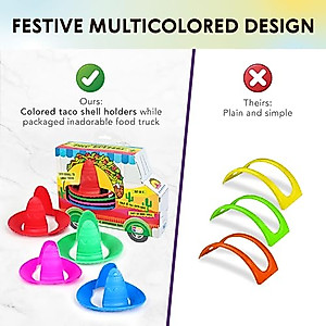 Talisman Designs Sombrero Taco Holders - Set of 4, Hold & Fill Small or Large Tacos | Crunch & Soft