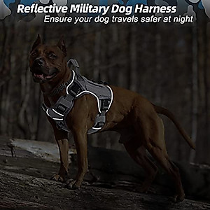 WINGOIN Gray Large Tactical Dog Harness No Pull Adjustable Reflective K9 Military Gray Dog Vest Harnesses with Easy Control Handle for German Shepherd Service Dog (L)