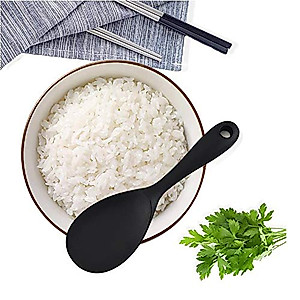 Rice Paddle, Silicone Rice Spoon Non Stick Rice Scooper Heat Resistant Kitchen Gadge Rice Spoon Paddle Cooking Utensil Rice Spatula Rice Cooker Spoon for Rice, Salads, Mashed Potato (Set of 2)