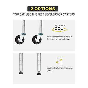 BestMassage Wire Shelving Unit Heavy Duty Garage Storage Shelves Large Metal Shelf Organizer 6-Tier Height Adjustable Commercial Grade Utility Steel Storage Rack with Wheels,18 x 48 x 72 (Chrome)