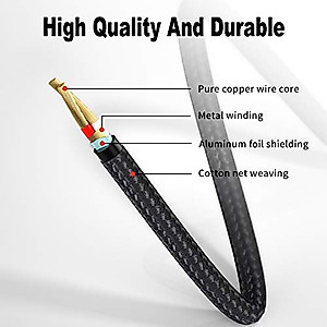 3.5mm to RCA Cable, 3.3FT 2 RCA Male to Aux Audio Adapter Nylon Braided Y Splitter RCA Auxiliary Cord 1/8 to RCA Connector Compatible with iPhone, Smartphones, MP3, Tablets, Speakers, Home Theater