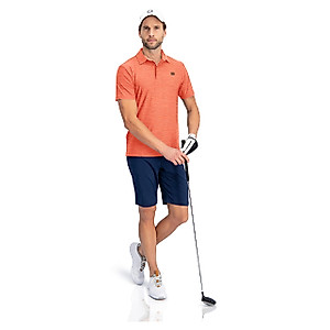 Three Sixty Six Golf Shirts for Men - Dry Fit Short-Sleeve Polo, Athletic Casual Collared T-Shirt Orange
