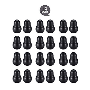 Replacement Stethoscope Ear Tips Earpieces Universal Soft Silicone Ear Plugs Earbuds Snap Tight Soft Sealing Ear Tips (Black, 24 Pieces)