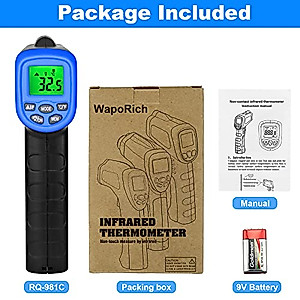 Infrared Thermometer Digital Laser Thermometer RQ-981C, Non-Contact Digital Infrared Thermometer from -50℃ to 550℃(-58 to1022℉) Come with LCD Back-Light, Data Hold for Industrial (Not for Human)