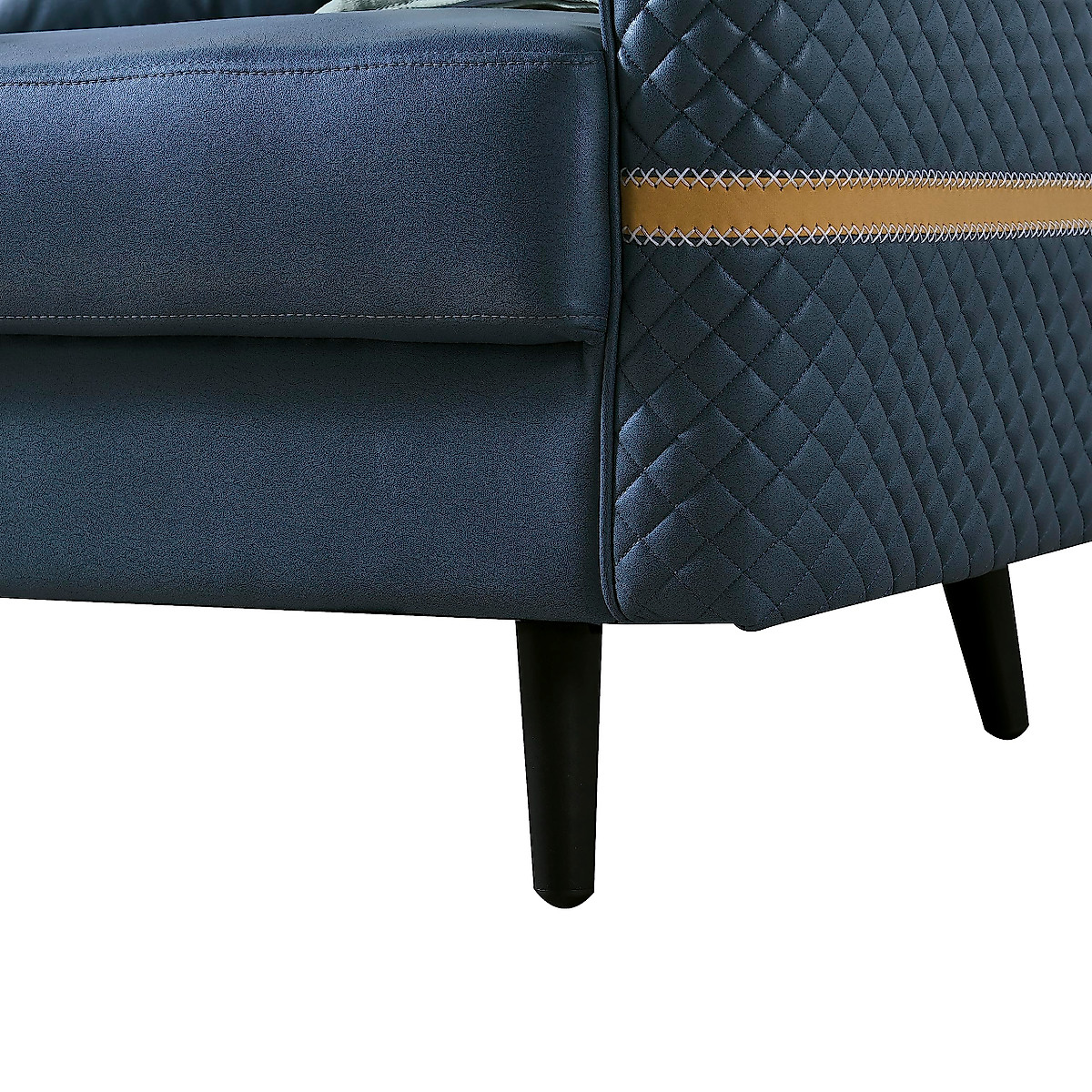 Prohon Tufted Love 73.22" Small Spaces, Mid-Century 2-3 Seats Loveseat with 2 Pillows, Leather Look High Comfort Fabric Sofa Couch for Living Room, Bedroom, Office, Apartment, Blue