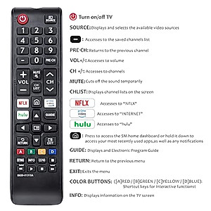 LOUTOC Replacement BN59-01315A Remote Control Compatible with Samsung 4K Crystal UHD 6/7/8/9/TU-7000 Series Smart TV(BN59-01315J/BN59-01315E)