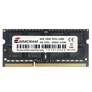 EMMCRAM 16GB(8GBx2) PC3L-14900S DDR3 / DDR3L Laptop RAM 1866MHz 1867mhz SODIMM 2Rx8 1.35V Non-ECC Unbuffered 204Pin Notebook Memory SDRAM Black