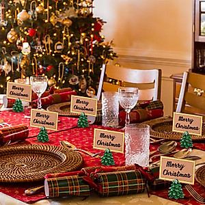 Watersay 12 Pcs Christmas Tree Place Card Holders with 24 Pcs Seating Cards Table Number Holders Place Cards for Christmas Party Wedding Anniversary Birthday Decorations