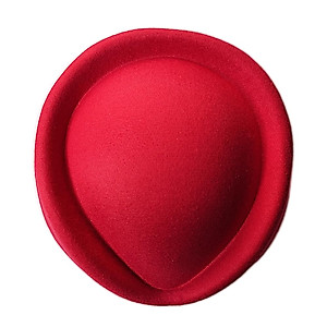 YING LAN Wool Cap Stewardess Pillbox Hat Teardrop Fascinator Base Sweet Red