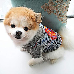 HonpraD Small Dogs Clothes Female Coat Color Clothing Stitching Pet Winter Print Clothes Cat Shirt Sweatshirt Dog Pet Clothes