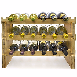 Sorbus Stackable Bamboo Wine Rack — Classic Style Wine Racks for Bottles — Perfect for Bar, Wine Cellar, Basement, Cabinet, Pantry, etc. (3-Tier)