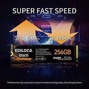 Ediloca 256GB NVMe SSD 3D NAND1.3 PCIe Gen3x4 M.2 2280 Internal Solid State Drive (Read/Write Speed up to 2,150/1,300 MB/s) Compatible with Laptop & Desktop
