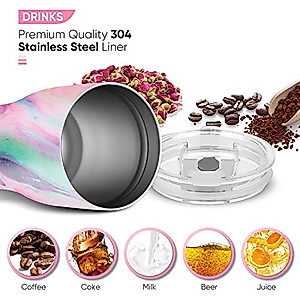 ZONZHI 17oz(500ml) Insulated Tumbler with Lids and Straws & Free Cleaning Brush, Small Reusable Stainless Steel Iced Coffee Tumbler Travel Mug Wine Cup,Keep Drinks Cold 6 Hours,Hot 3 Hours - Rainbow
