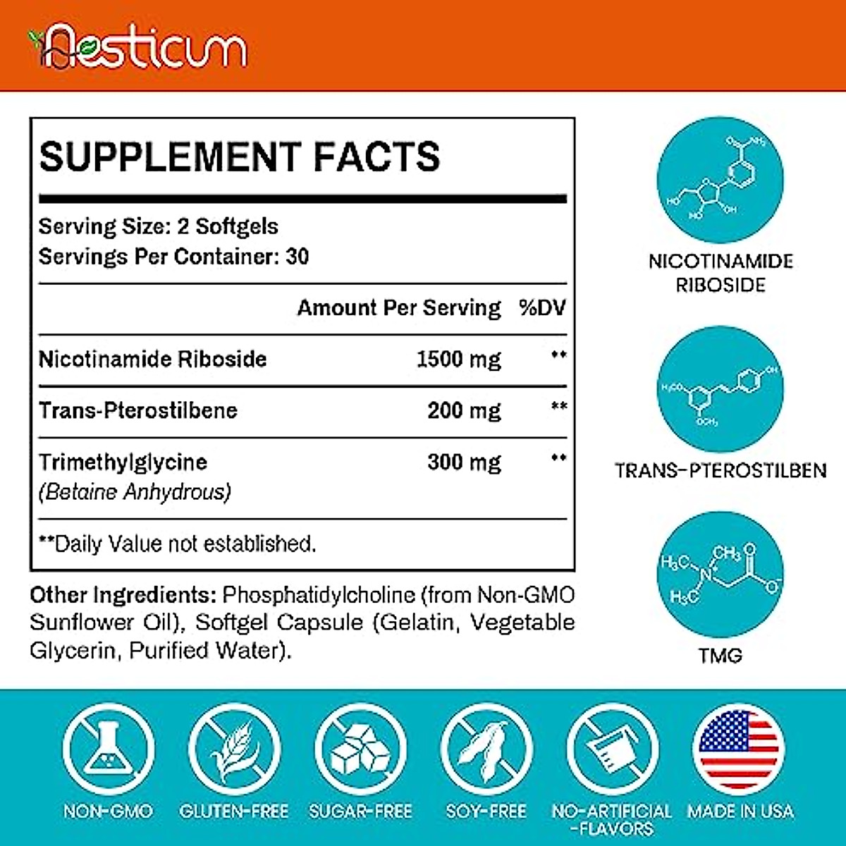 2000 MG Liposomal Nicotinamide Riboside Supplement, High Absorption, NAD+ Boosting Supplement with TMG and Pterostilbene, Superior to Niacinamide for Cellular Energy, and Age Resist, 120 Softgels