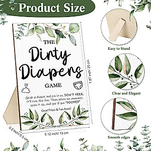 Roowest 51 Pcs Dirty Diaper Baby Shower Games Funny Wooden Dirty Diaper Game Sign with 50 Pcs Mini Diapers Cute Felt Diaper for Gender Reveal Party Baby Shower Game(Greenery Pink)