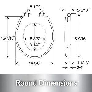 MAYFAIR 826CHSL 000 Benton Toilet Seat with Chrome Hinges will Slow Close and Never Come Loose, ROUND, Durable Enameled Wood, White