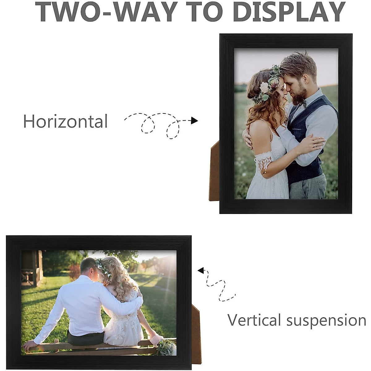 2 Pack 5x7 Picture Frame, Black Picture Frame for Wall and Tabletop Display, Resistant Plastic Photo Picture Frame with Clear Plexiglass for Vertical or Horizontal Display