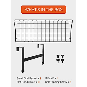 MaraFansie Grid Storage Basket, Over the Cabinet Door Organizer, Hanging Basket with Hook Over the Cabinet/Railing, Under Sink Kitchen Cabinet, Pantry, Bathroom, Small, Black, 1 Pack