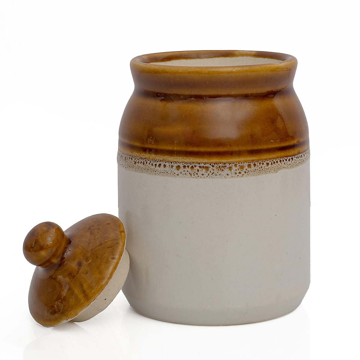 Decorative Ceramic Jar With Lid For Kitchen Pantry Countertop Home Dining Table Accessories Condiment Pickle Spice Coffee Tea Caddy Sugar Salt Herbs Food Storage Canister Holder Hand Painted