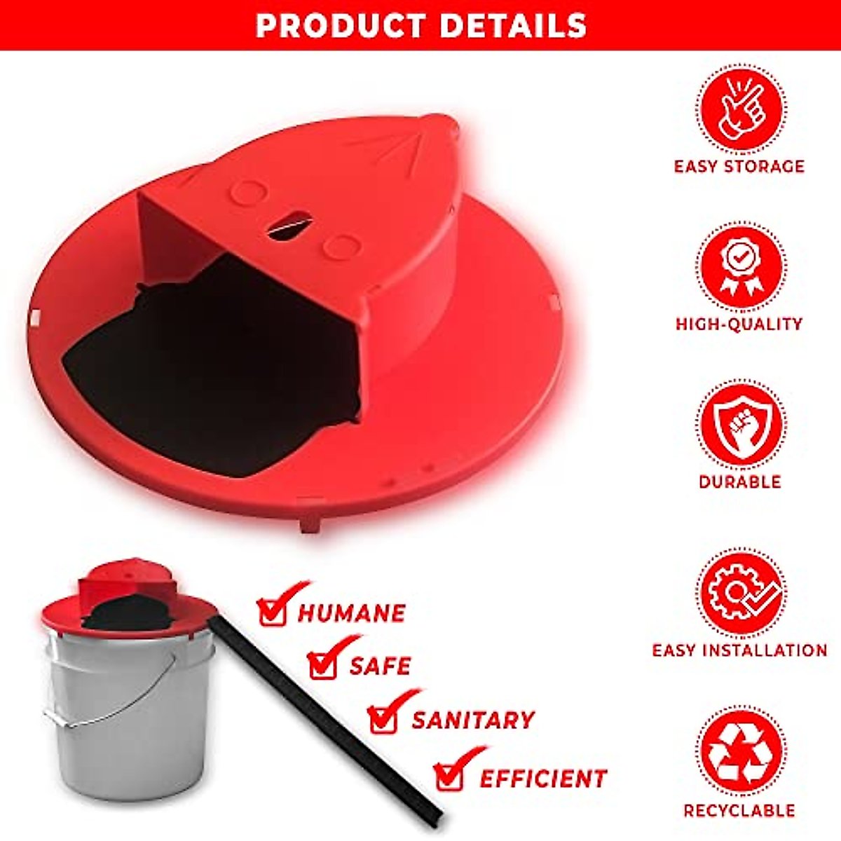 Bucket Lid Flip N Slide Humane Self-Resetting Mouse Trap