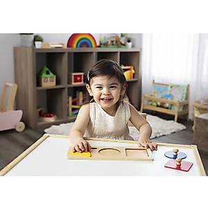 Montessori Multi Shape Wooden Puzzle Toy Baby Toddler First Jumbo Wood Peg Educational Basic Geometry, 2 pieces