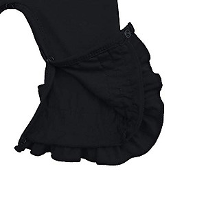 IBTOM CASTLE Baby Girls Boys Christmas Icing Ruffle Jumpsuit Pants Plain Layering Bodysuit Romper Long Sleeve Pajamas Birthday Outfits Black 0-3 Months