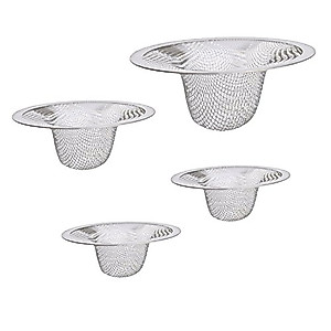 Set of 4 Metal Mesh Sink Strainers, Assorted Sizes, Fits Most Kitchen Sink Drains, Small, Medium, and Large Size