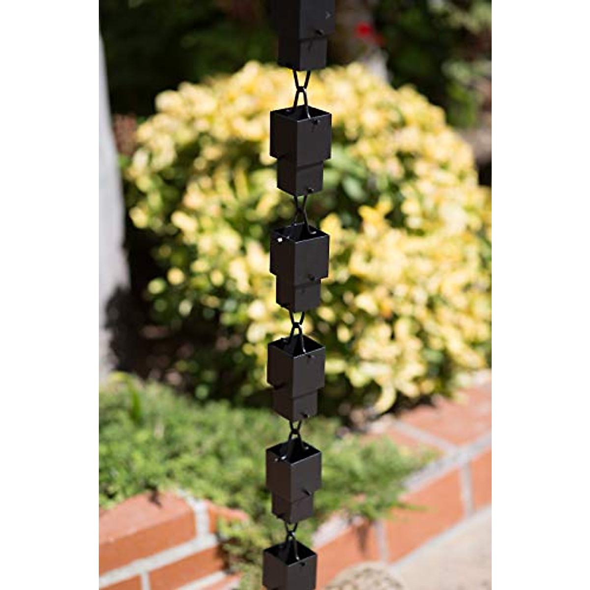 Monarch Rain Chains 18107 Aluminum Multi Cube Rain Chain, 8-1/2 Feet Length Replacement Downspout for Gutters, Black Powder Coated