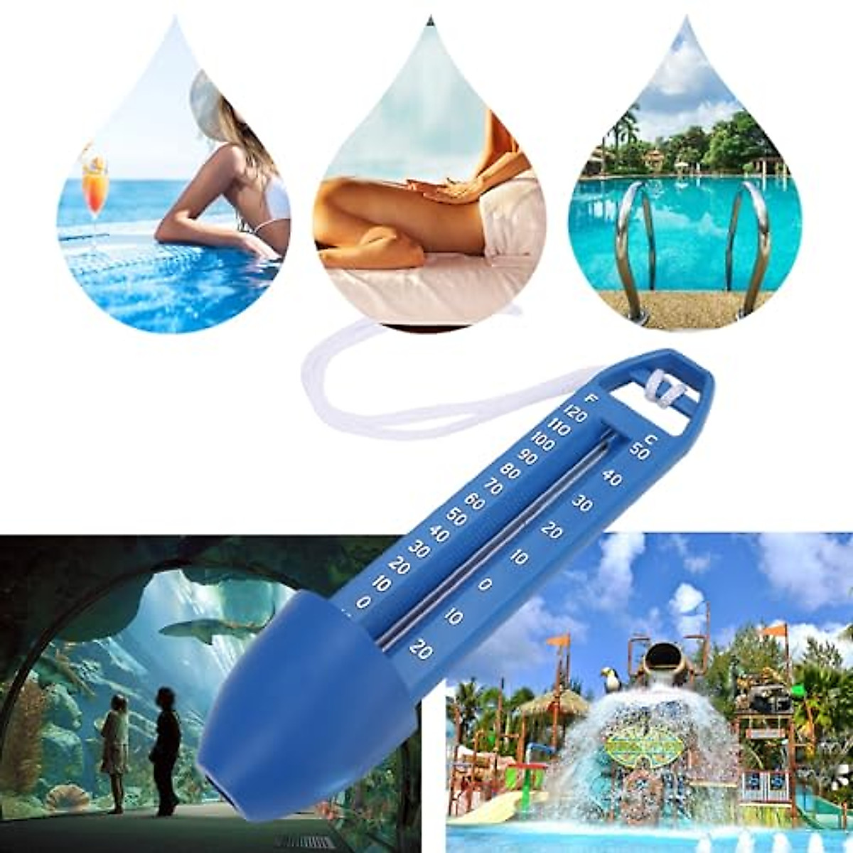 2 Pcs Gardening Garden Entertainment, Swimming Pool Thermometer for Swimming Pool Spa Sauna Hot Spring